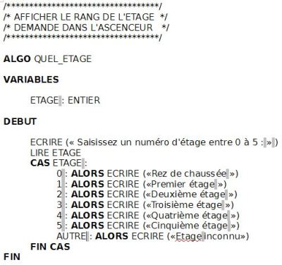 Autre type de structure conditionnelle : les cas